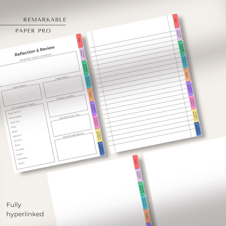 Cornell Notes for Remarkable Paper Pro | Hyperlinked PDF Notebook Color ...