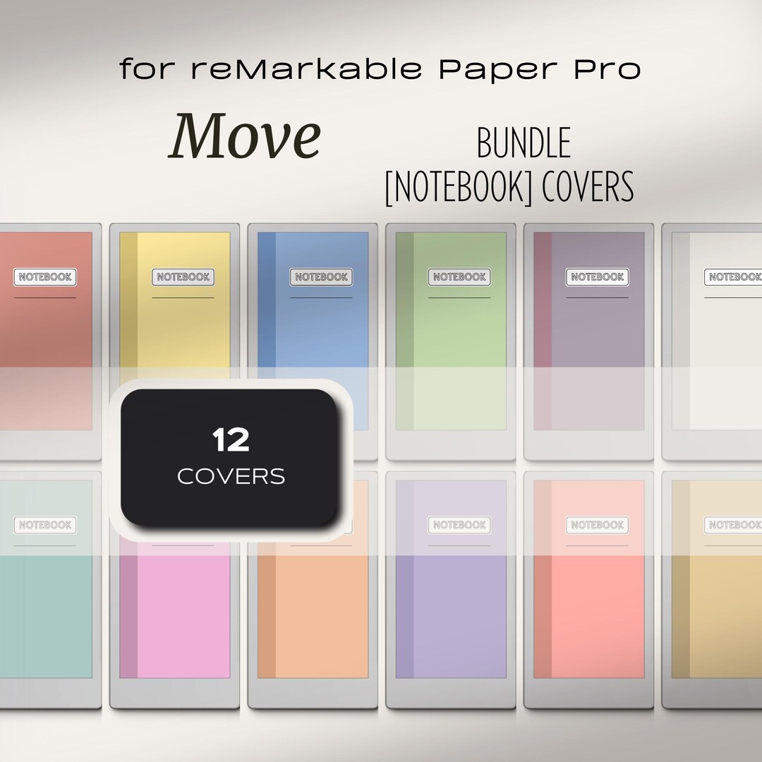 Notebook Covers for Remarkable Paper Pro Move | Notebook Cover Bundle ...
