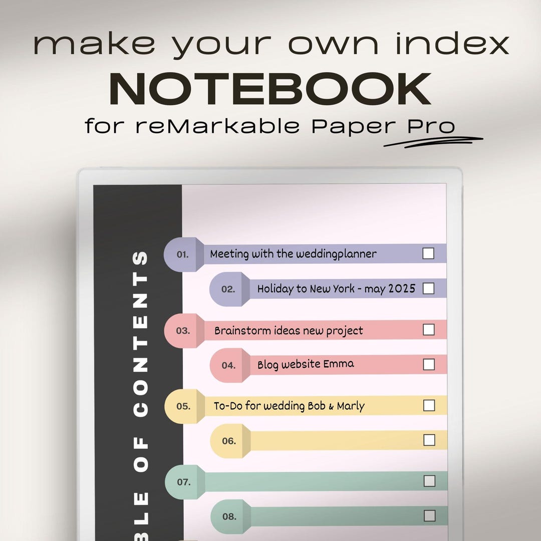 Notes/to-do Template for Remarkable Paper Pro | Make Your Own Index ...