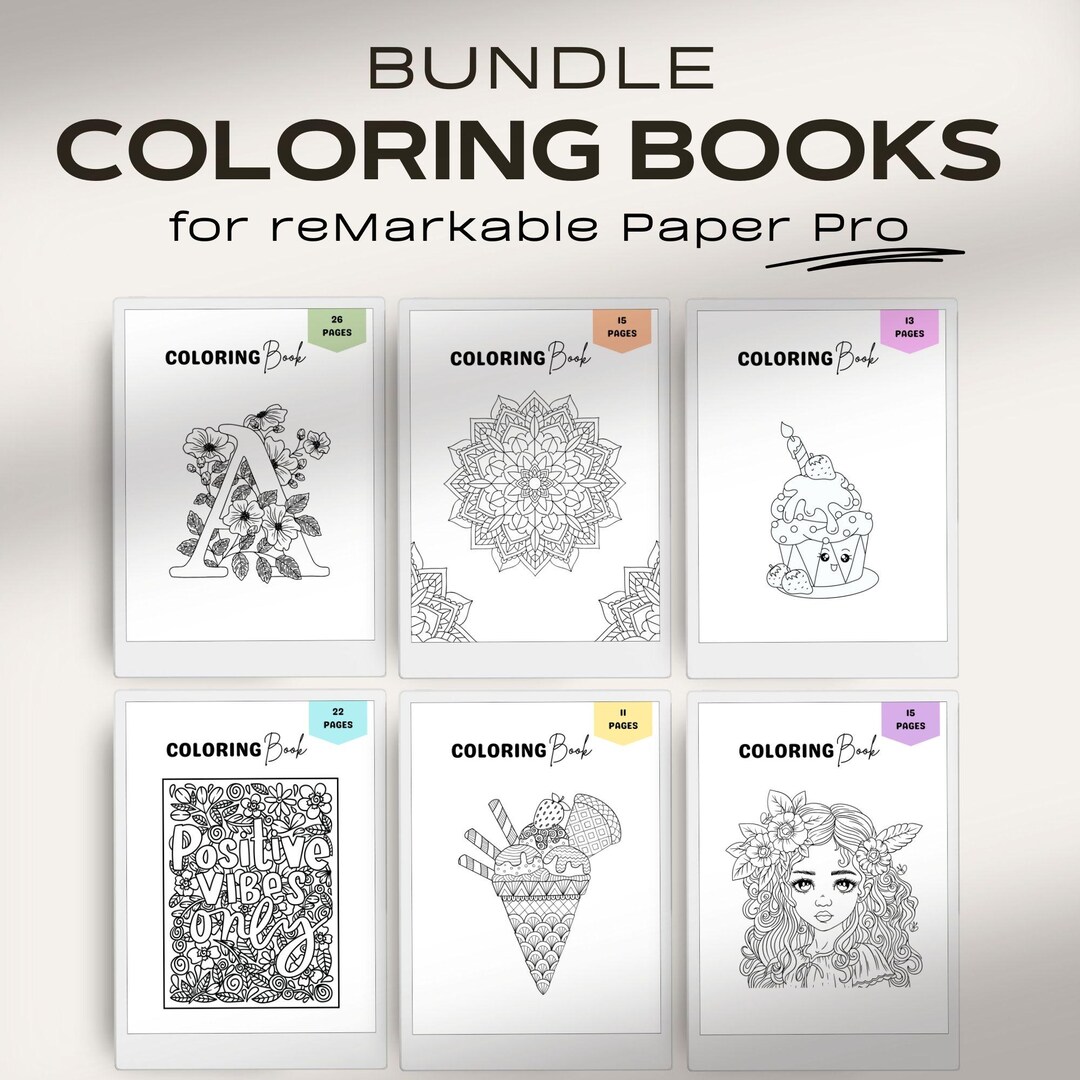 Coloring Book Bundle for Remarkable Paper Pro | Coloring Pages for ...