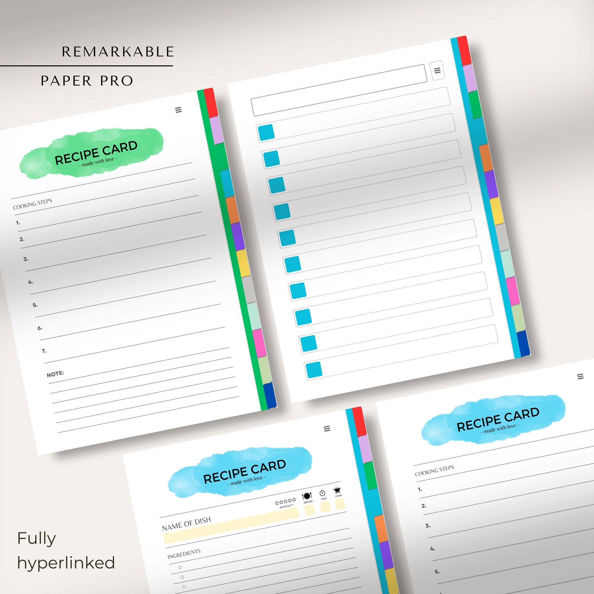 Recipe Book for Remarkable Paper Pro | Personalized Recipe Book ...