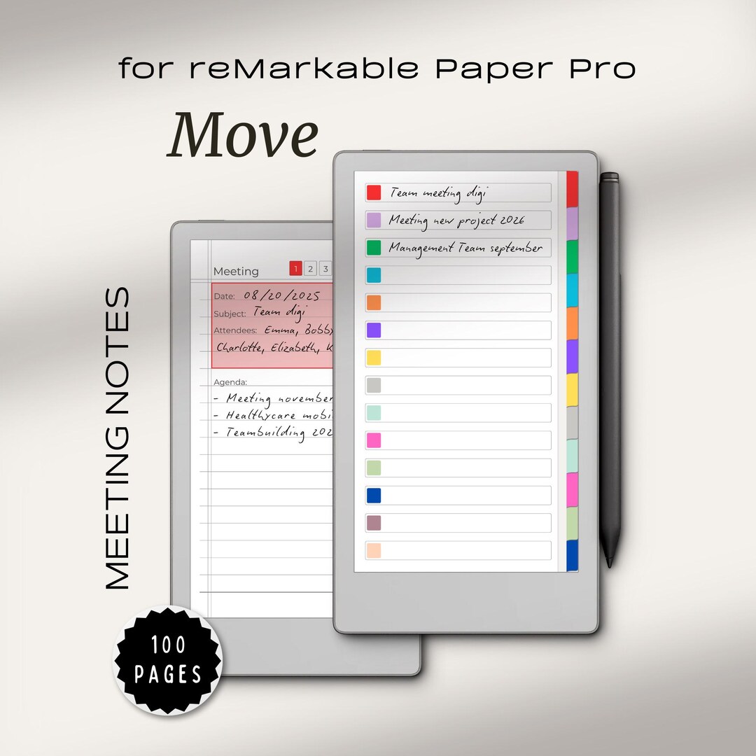 Meeting Notes for Remarkable Paper Pro Move | Meeting Notes | Meeting ...