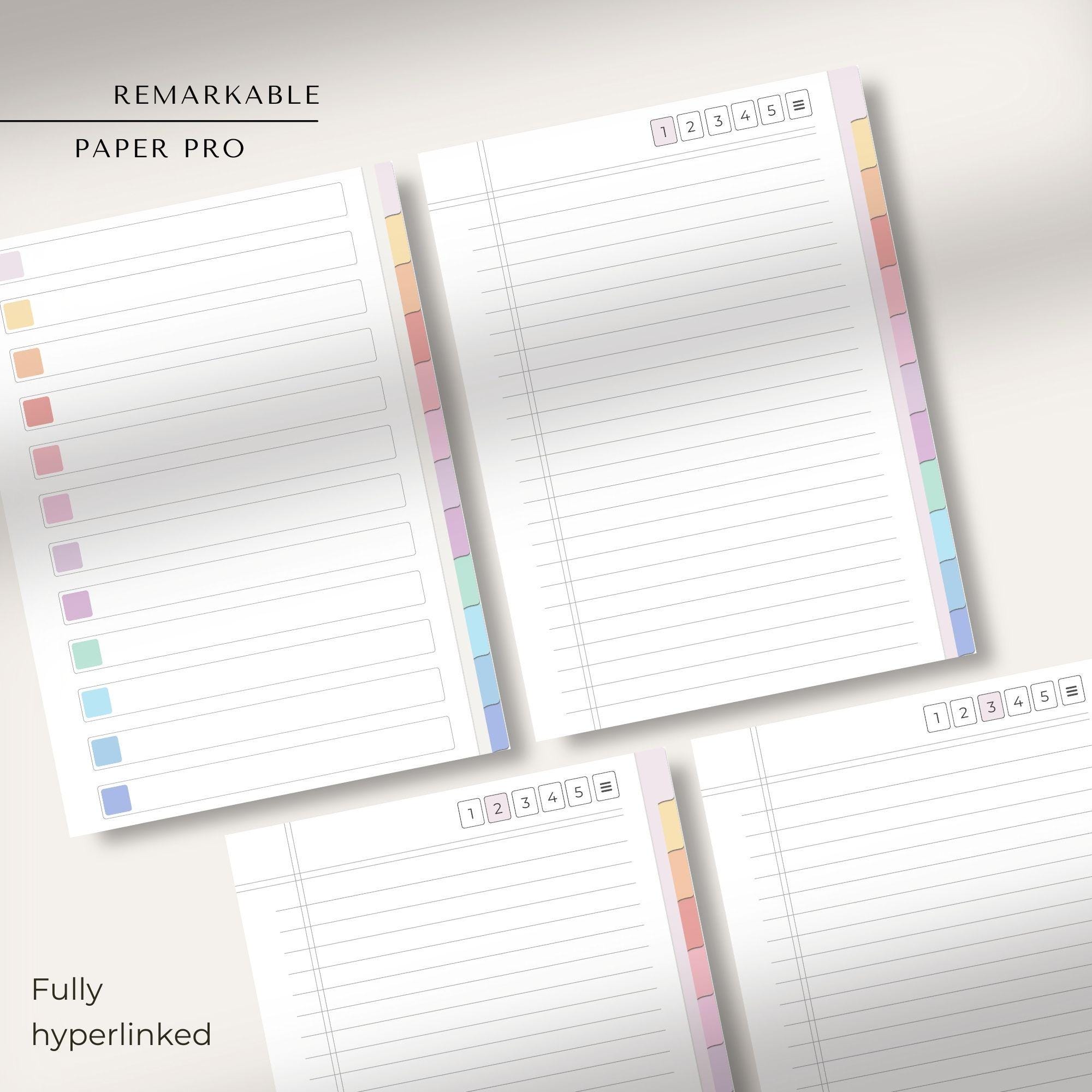 Notebook for Remarkable Paper Pro | Make Your Own Index | Hyperlinked ...