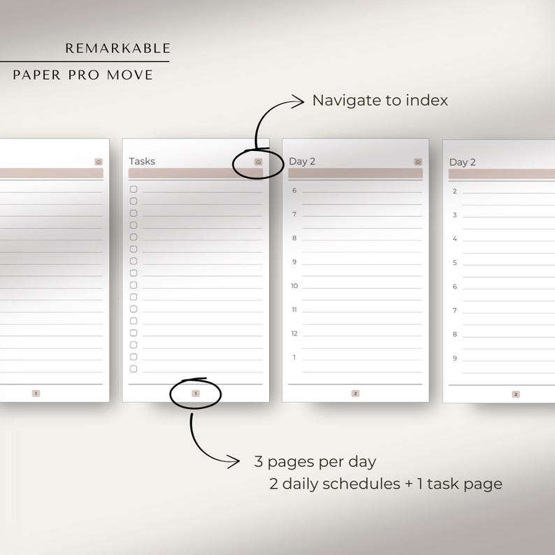 Daily Planner for Remarkable Paper Pro Move | Undated Month Planner ...