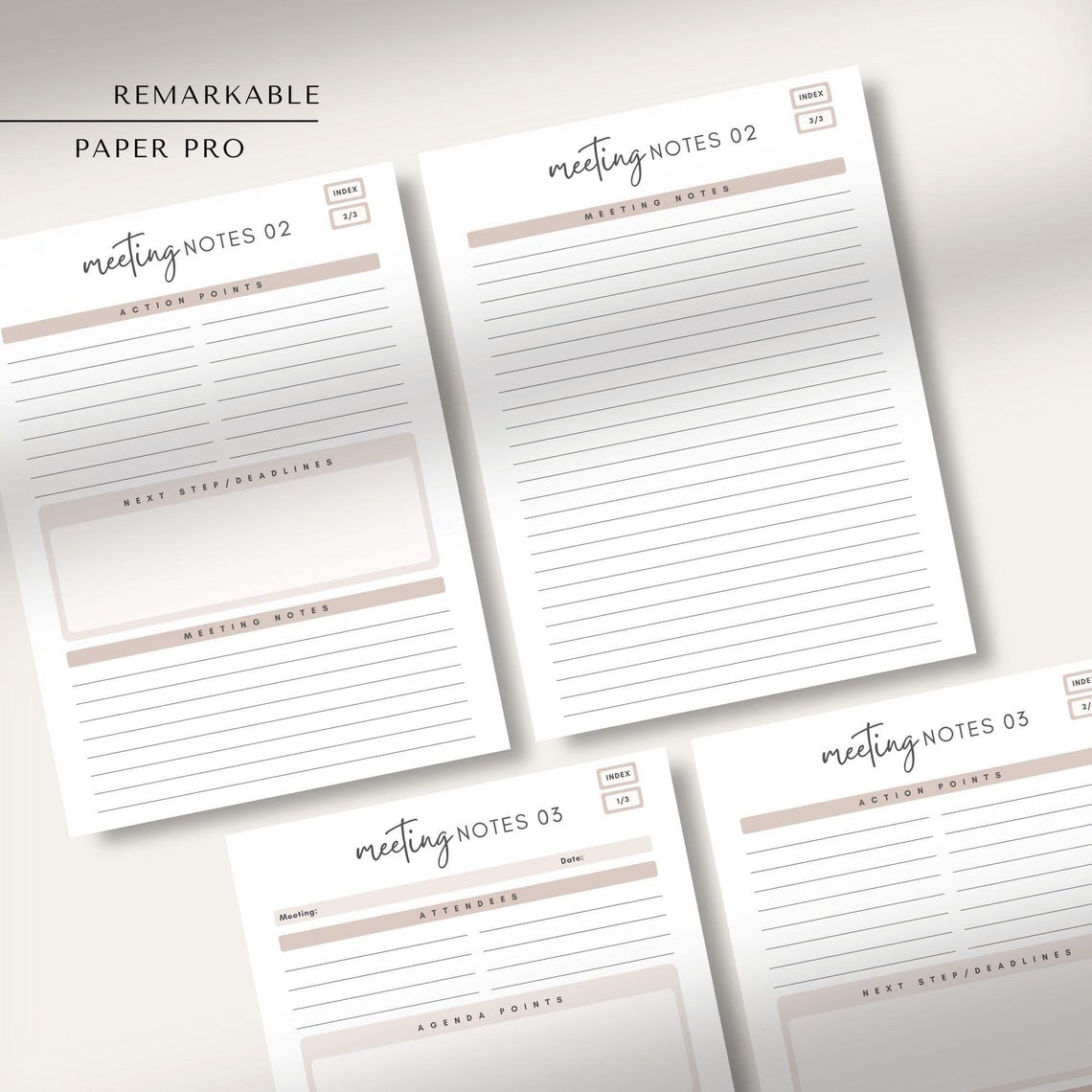 Meeting Notes for Remarkable Paper Pro | Make Your Own Index for 30 ...