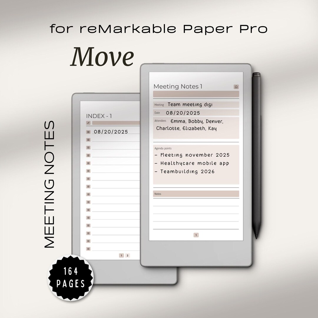 Meeting Notes for Remarkable Paper Pro Move | Meeting Notes | Meeting ...