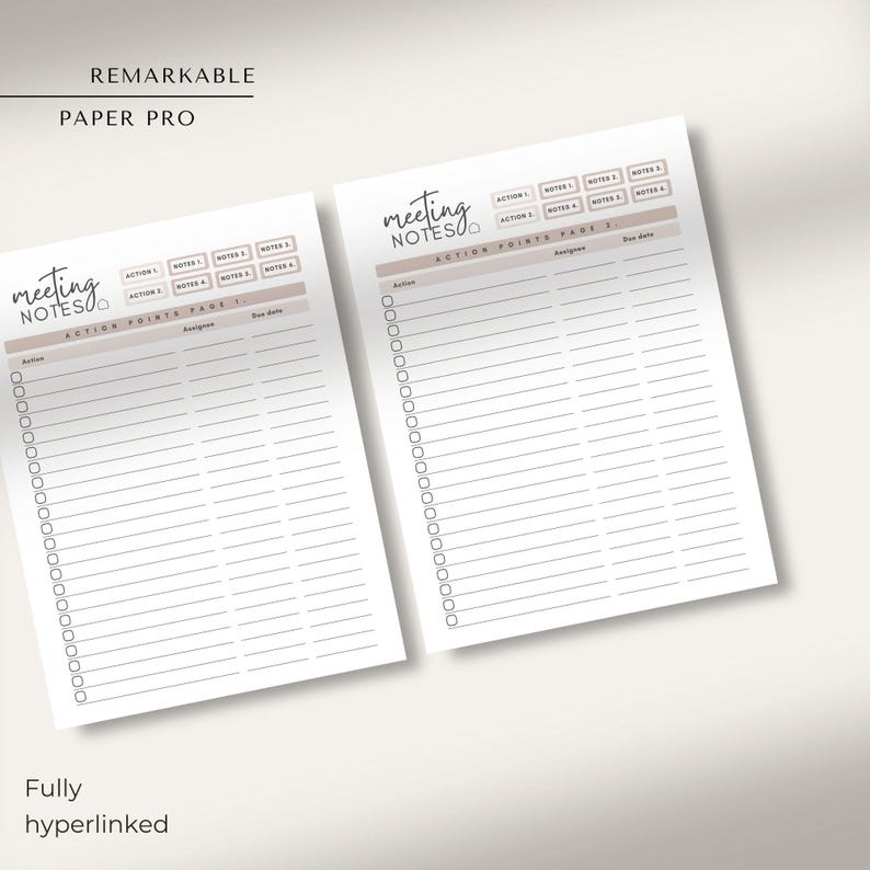 Meeting Notes for Remarkable Paper Pro | Remarkable Template ...