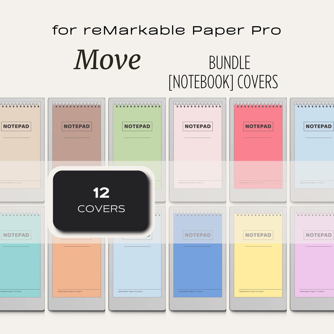 Notebook Covers for Remarkable Paper Pro Move | Notebook Cover Bundle ...