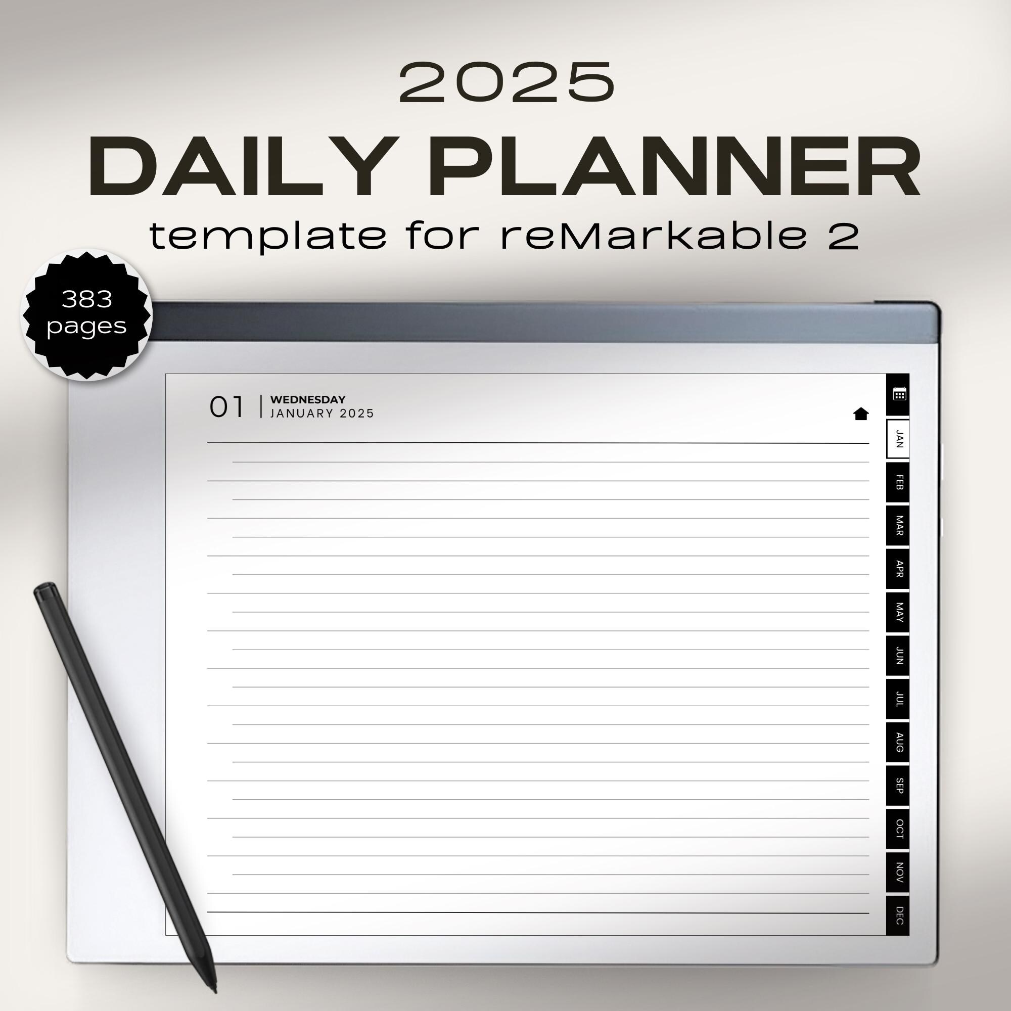 2025 Daily Planner for Remarkable 2 | Fully Hyperlinked Year Planner ...
