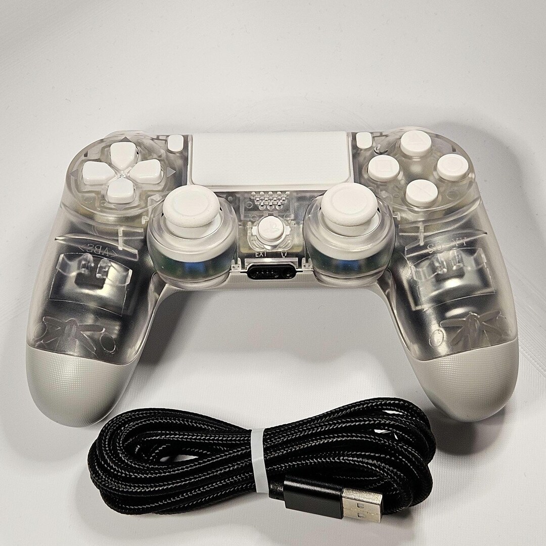 Re-shelled PS4 Controller Clear and White Including High Quality ...