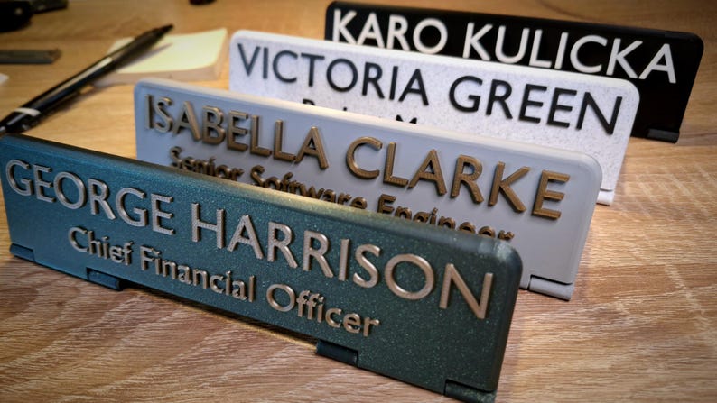Elegant Custom Desk Nameplates Simple Design, Foldable, Multiple Colors ...