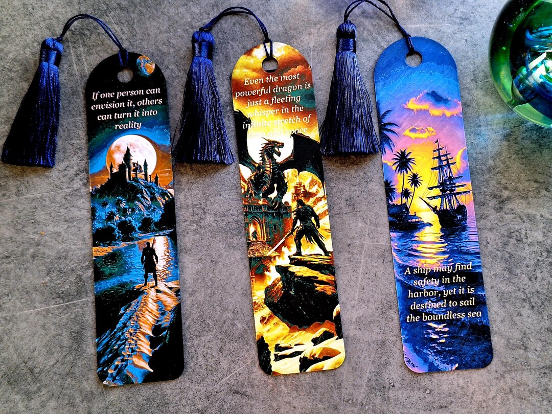 Adventure-themed Textured Bookmarks With Tassel, 3D Printed With Custom ...