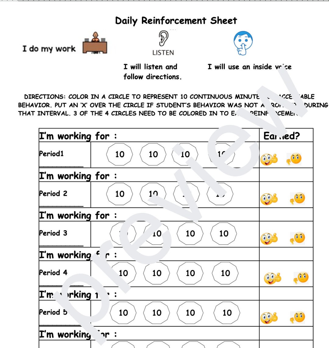 Behavior Point Sheet - Etsy