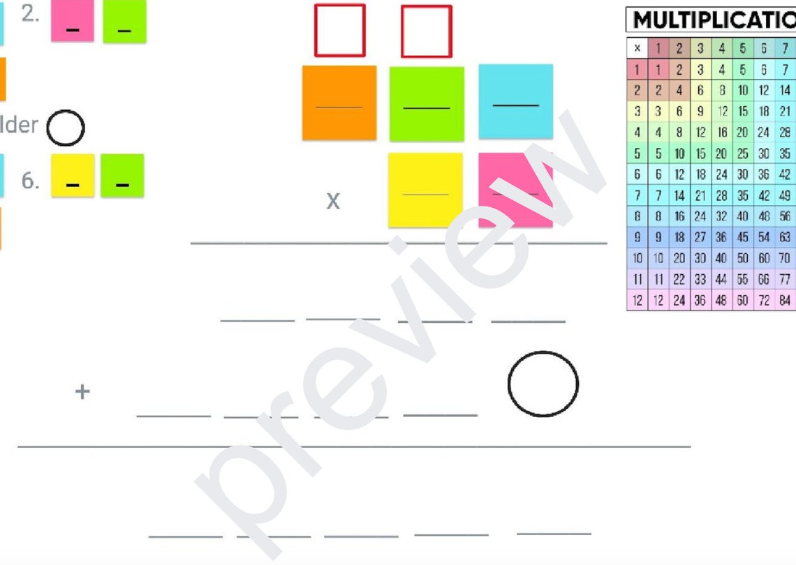 Double Digit Multiplication Visual - Etsy