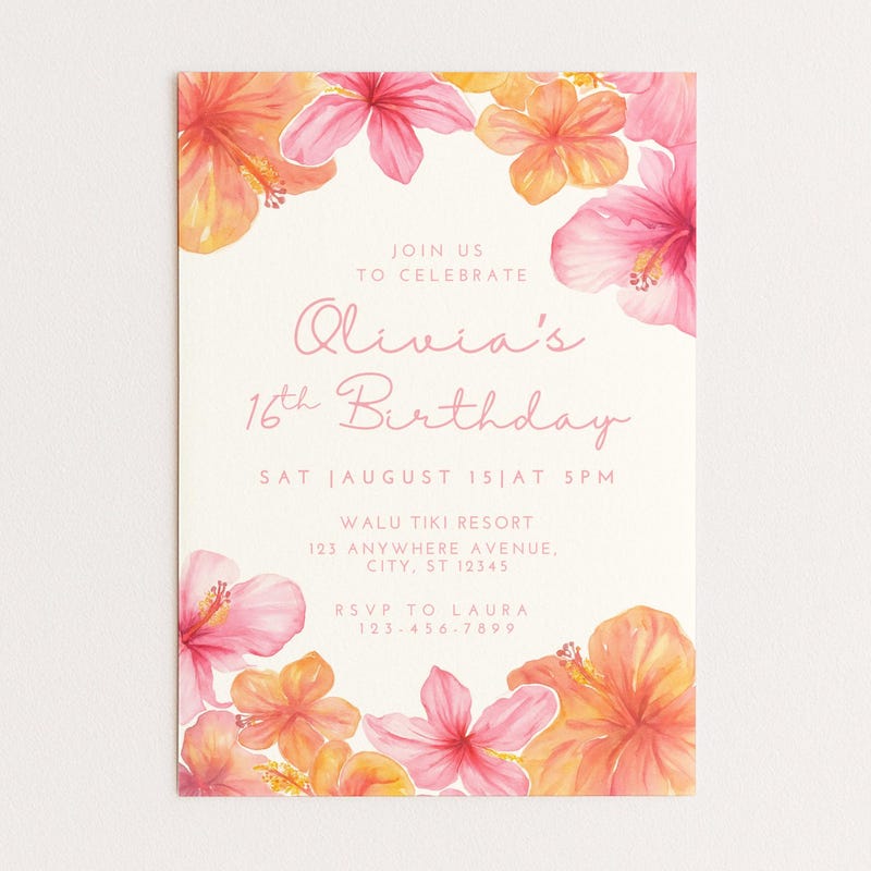 Floral Tropical Invitation - Etsy
