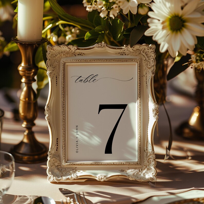 Minimalist Table Number Cards Template, Printable Table Numbers Sign ...