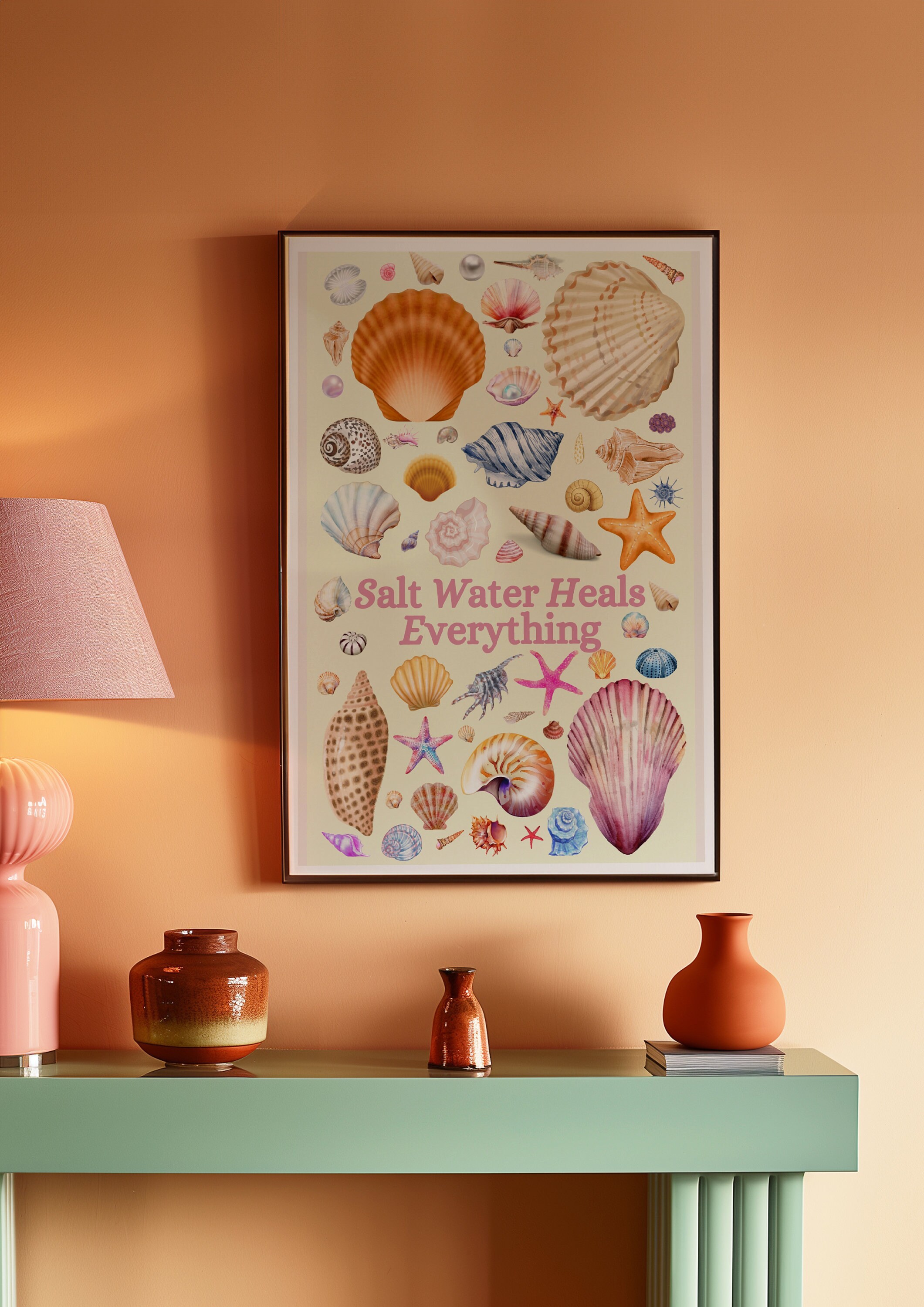 Ocean Healing Seashell Digital Art Print Motivational Coastal Decor ...