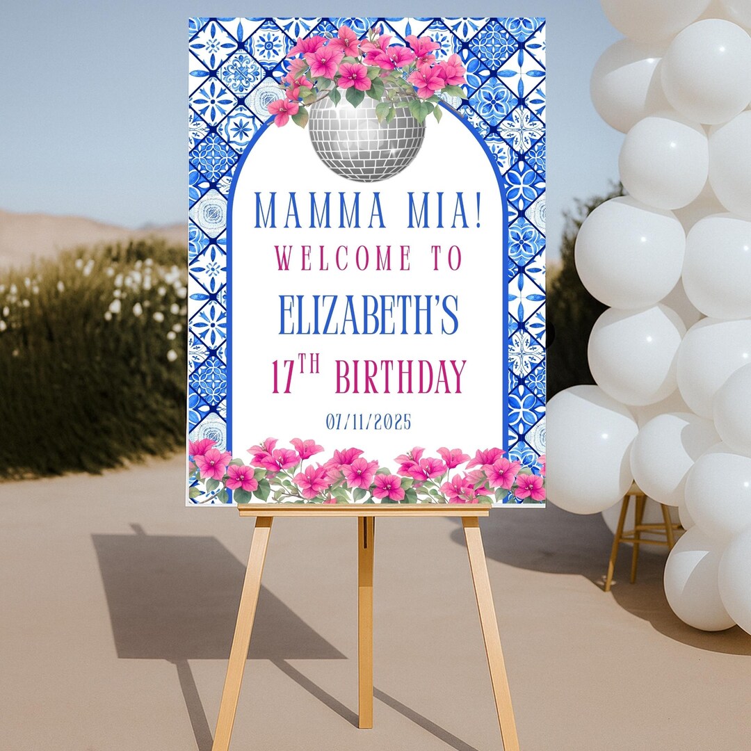 Mamma Mia Birthday Welcome Sign Template (digital Download) - Etsy