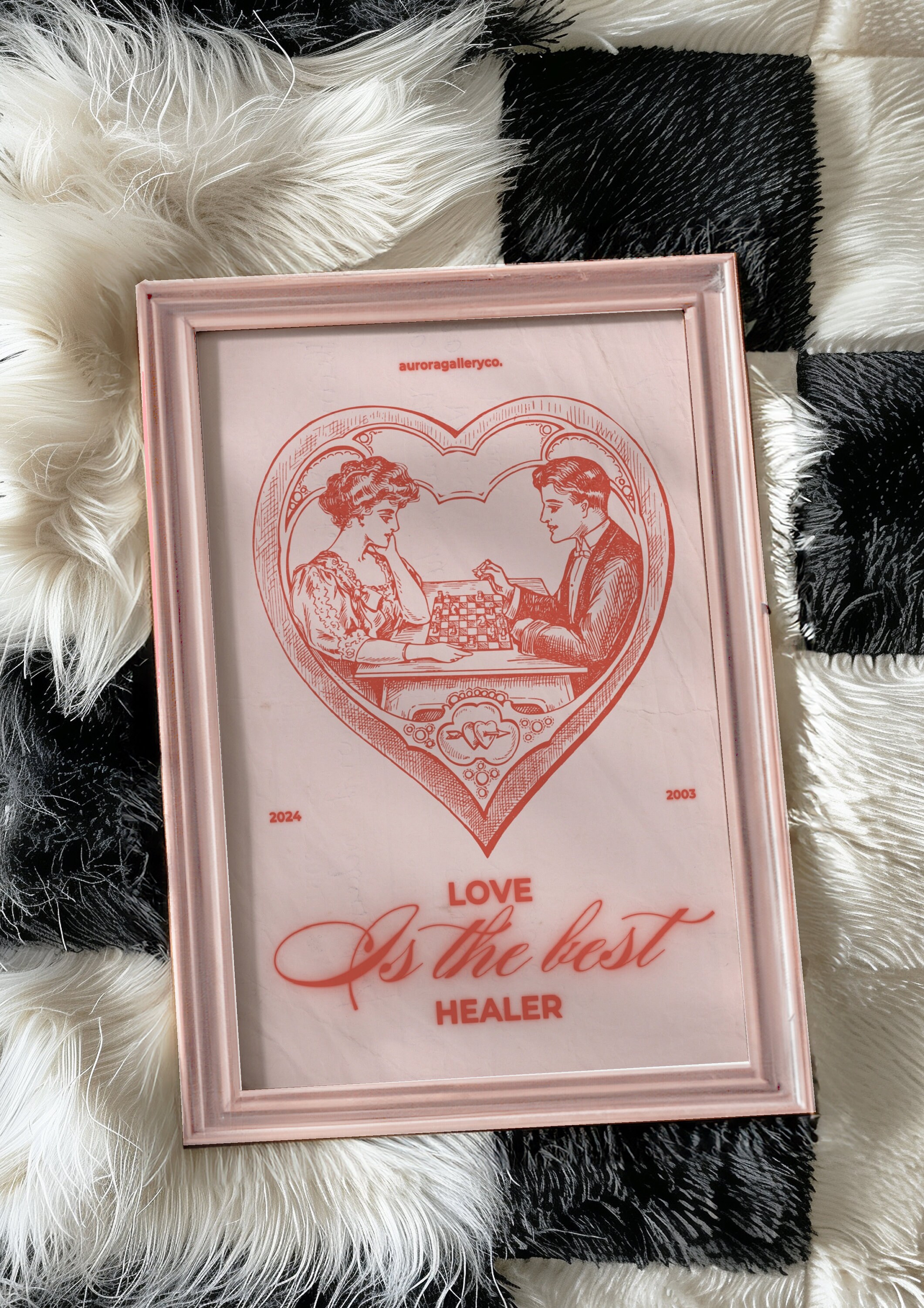 Romantic Love Healer Poster Retro Heart Design Valentine's Day Gift ...