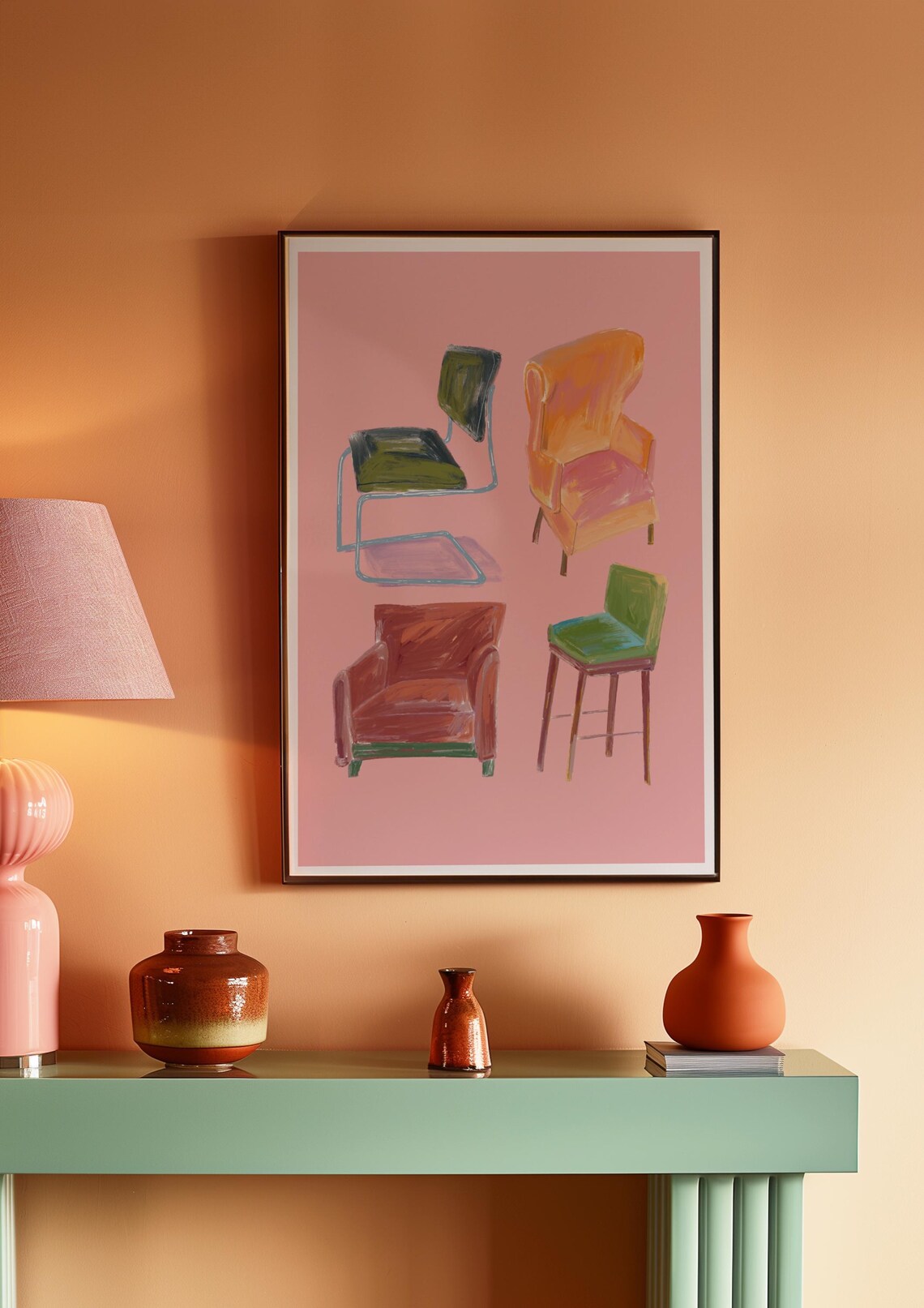 Take a Seat Print Abstract Chair Wall Art Print Painterly Bar Stool ...