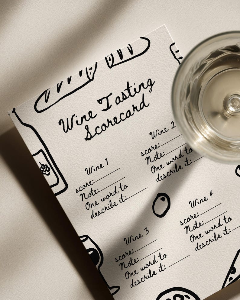 Wine Tasting Scorecard Printable, Editable Wine Tasting Game, Wine ...