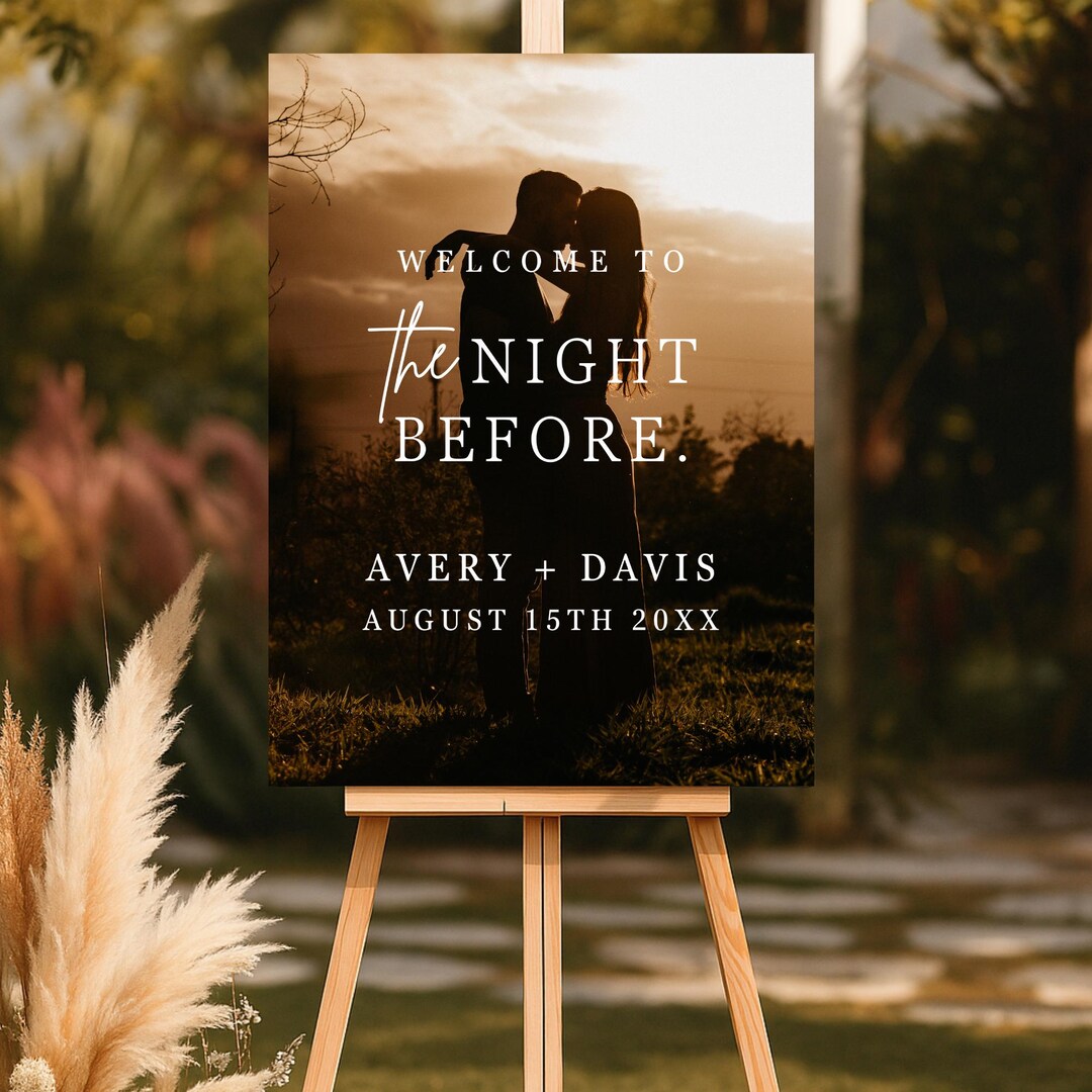 The Night Before Photo Welcome Sign, Rehearsal Dinner Template (canva ...
