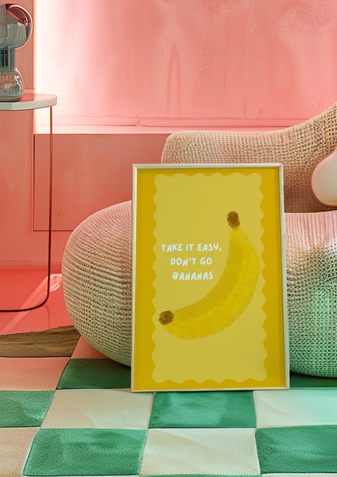 Take It Easy, Don't Go Bananas Print - Preppy Banana Poster ...