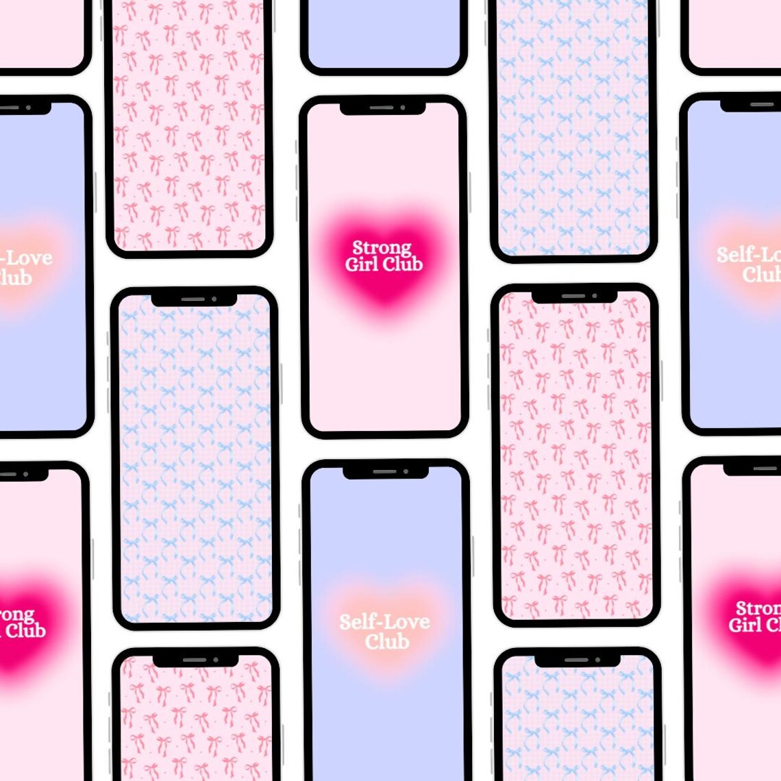 4 Coquette iPhone Wallpaper Set Pink iPhone Wallpaper Aesthetic Phone ...