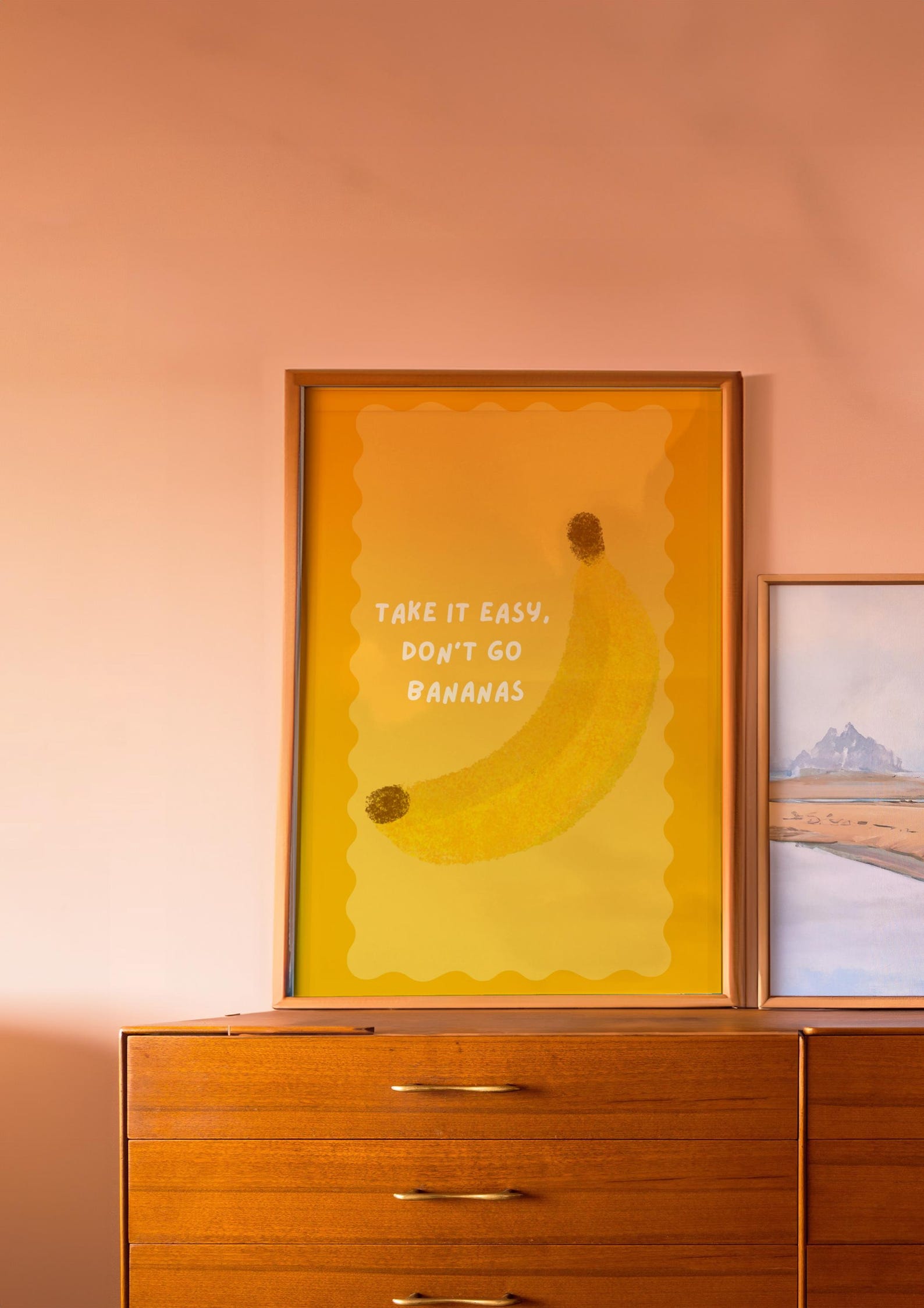Take It Easy, Don't Go Bananas Print - Preppy Banana Poster ...