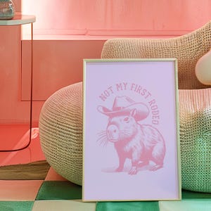 Cowboy Capybara Art Print - Pink Western Wall Art - Cute Capybara ...