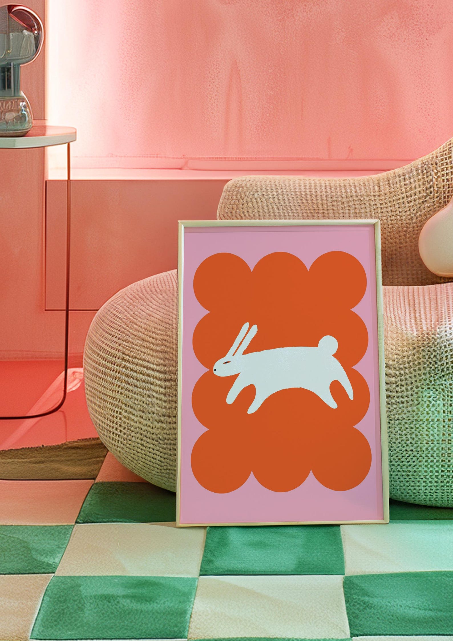 Abstract Bunny Print - Mid Century Large Rabbit Poster - Minimalist ...