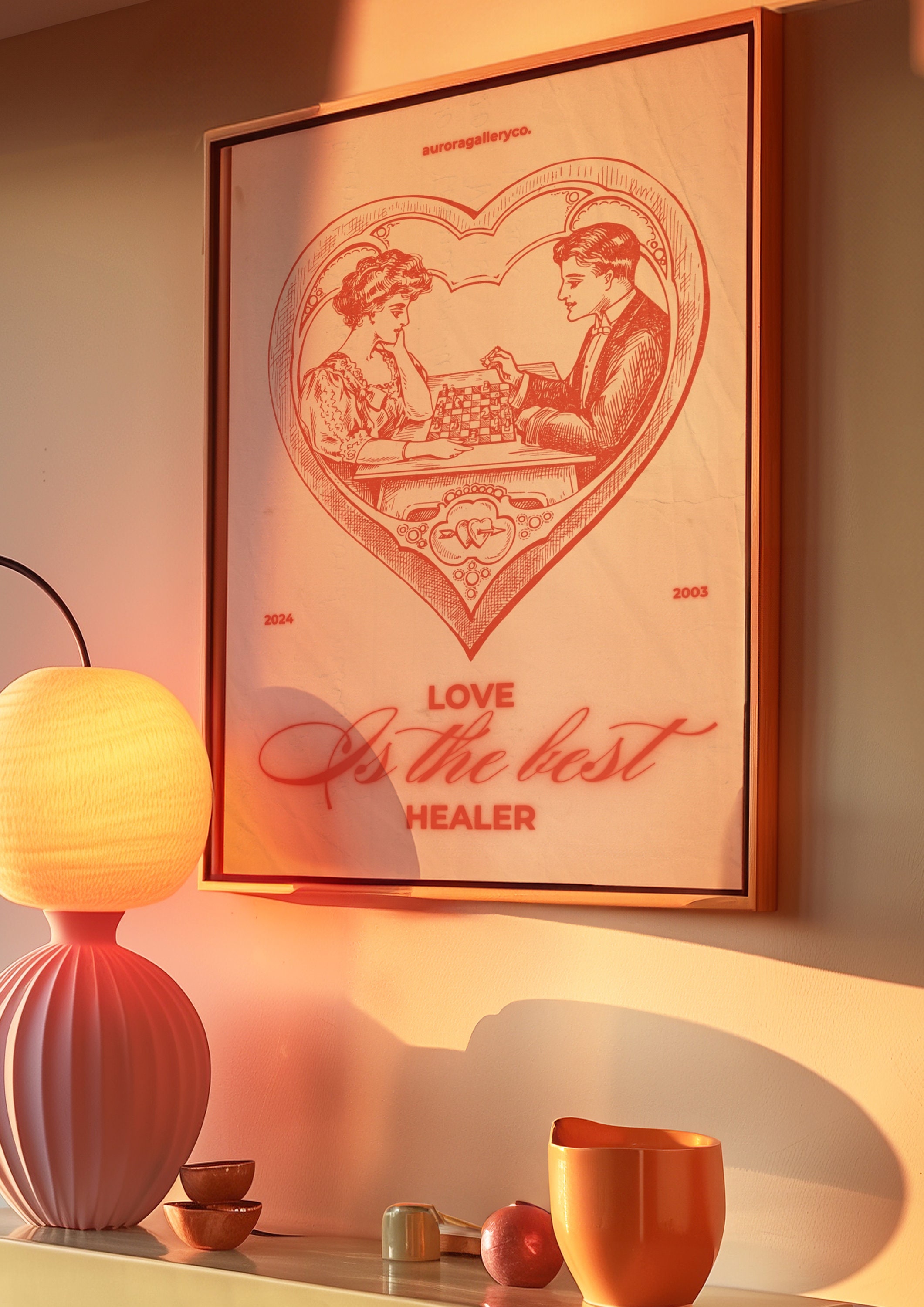 Romantic Love Healer Poster Retro Heart Design Valentine's Day Gift ...