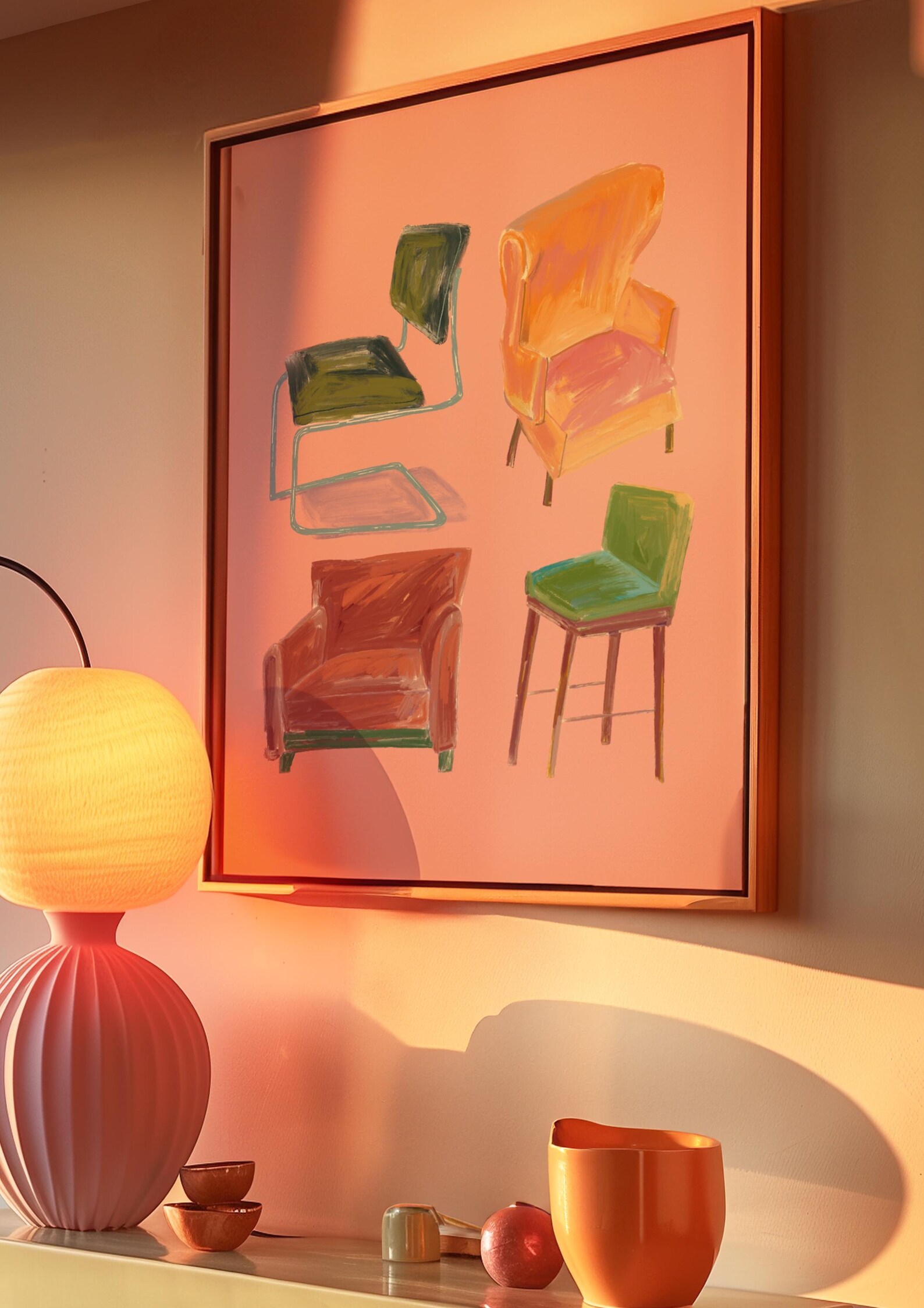 Take a Seat Print Abstract Chair Wall Art Print Painterly Bar Stool ...