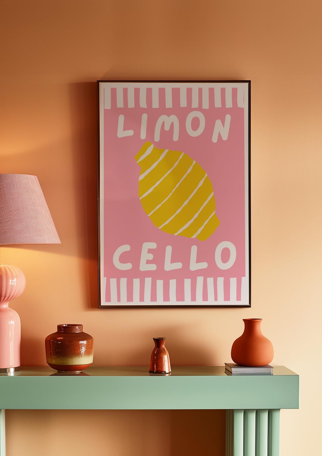 Limon Cello Poster - Preppy Lemon Print - Hand Drawn Lemon Print - Mid ...