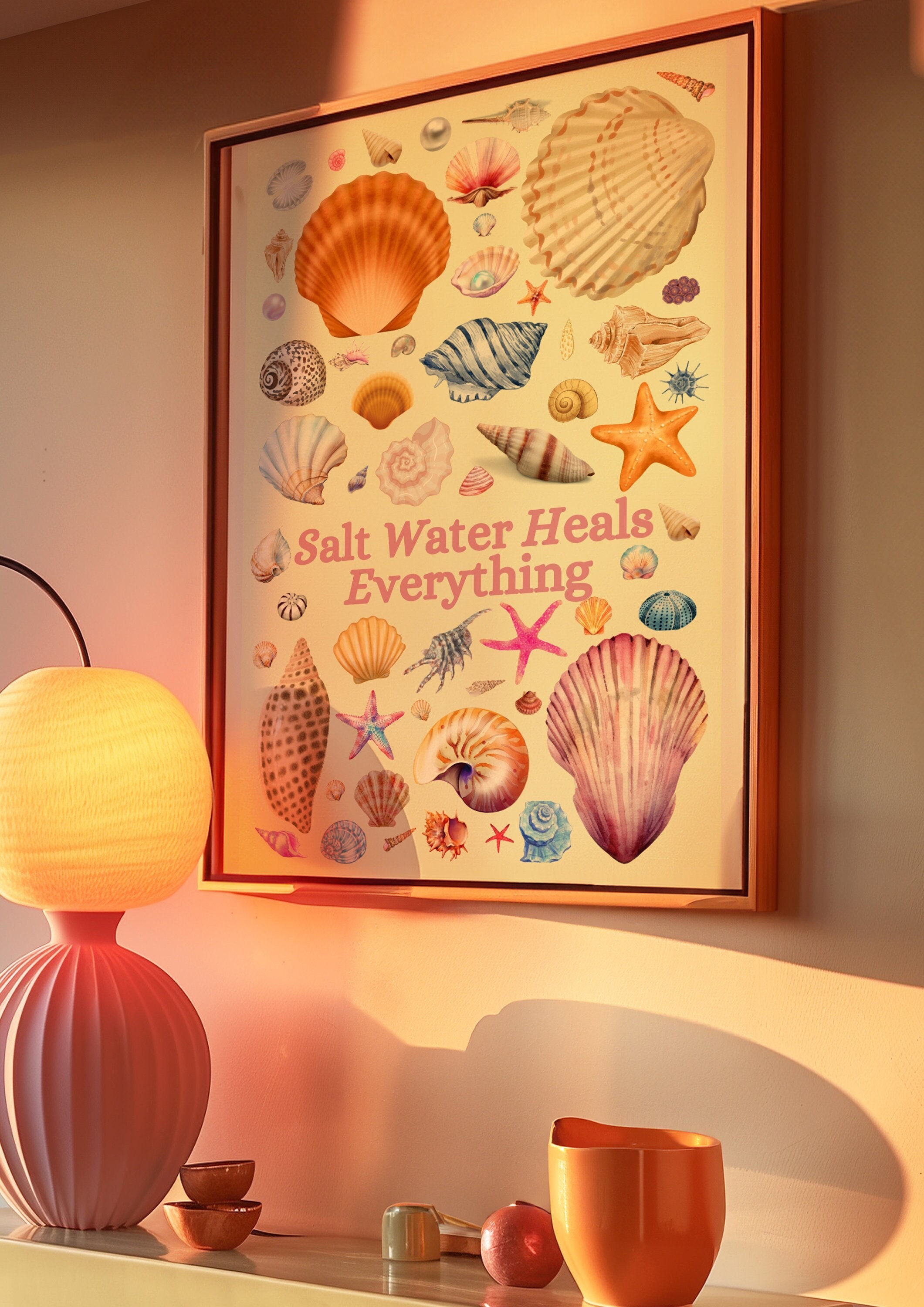 Ocean Healing Seashell Digital Art Print Motivational Coastal Decor ...