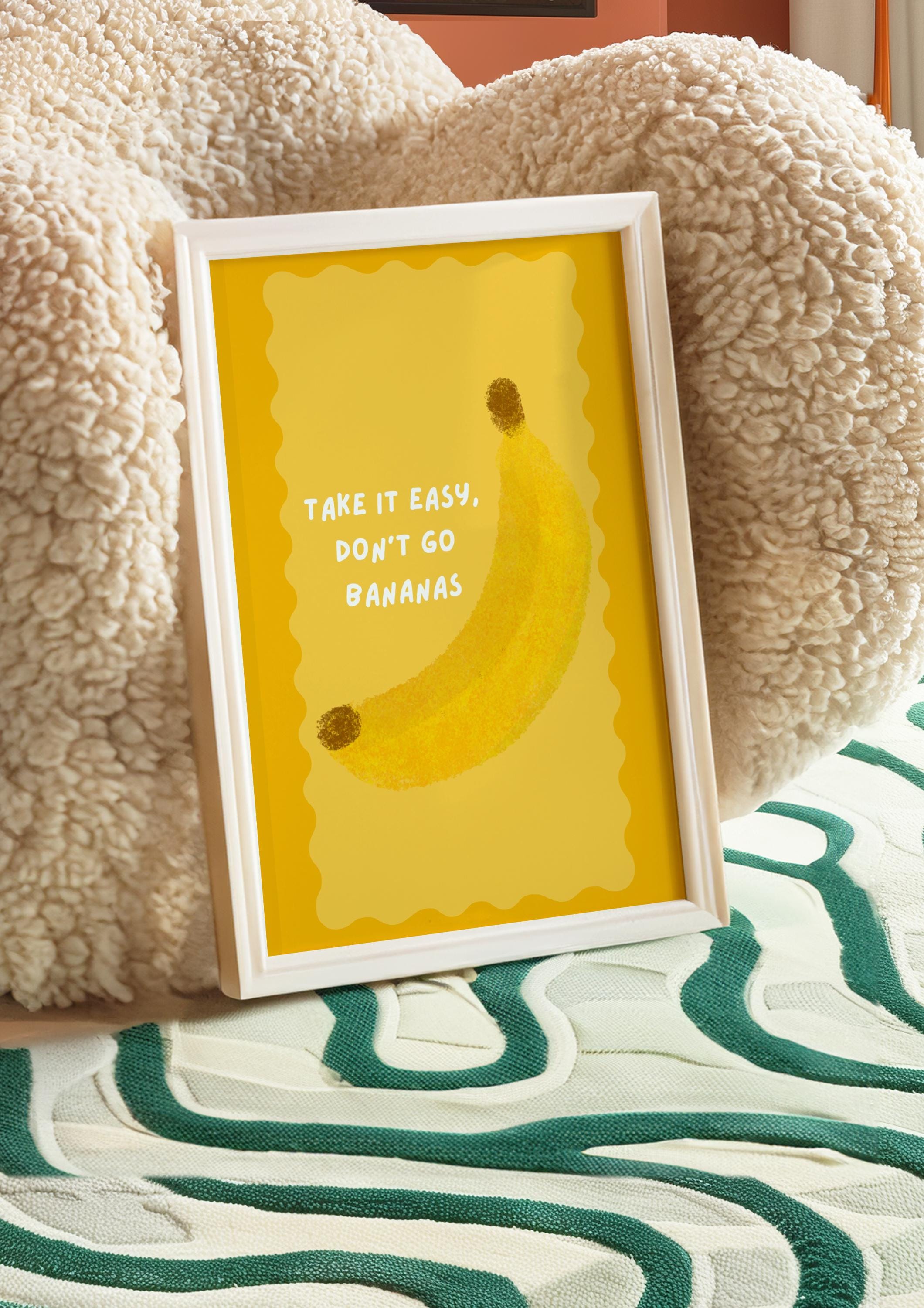 Take It Easy, Don't Go Bananas Print - Preppy Banana Poster ...