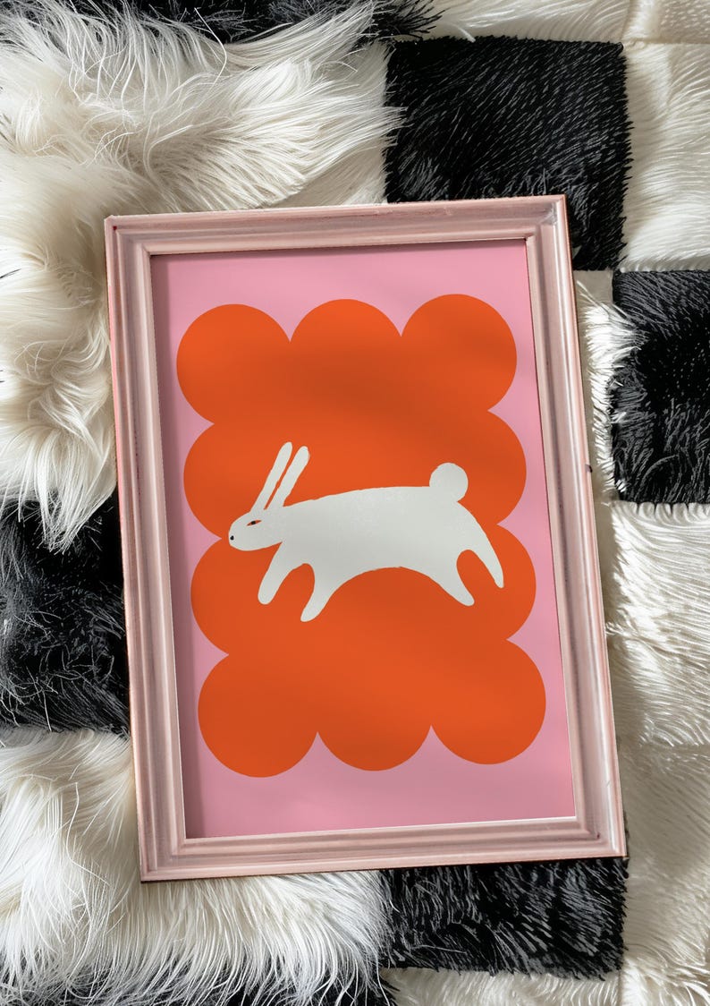 Abstract Bunny Print - Mid Century Large Rabbit Poster - Minimalist ...