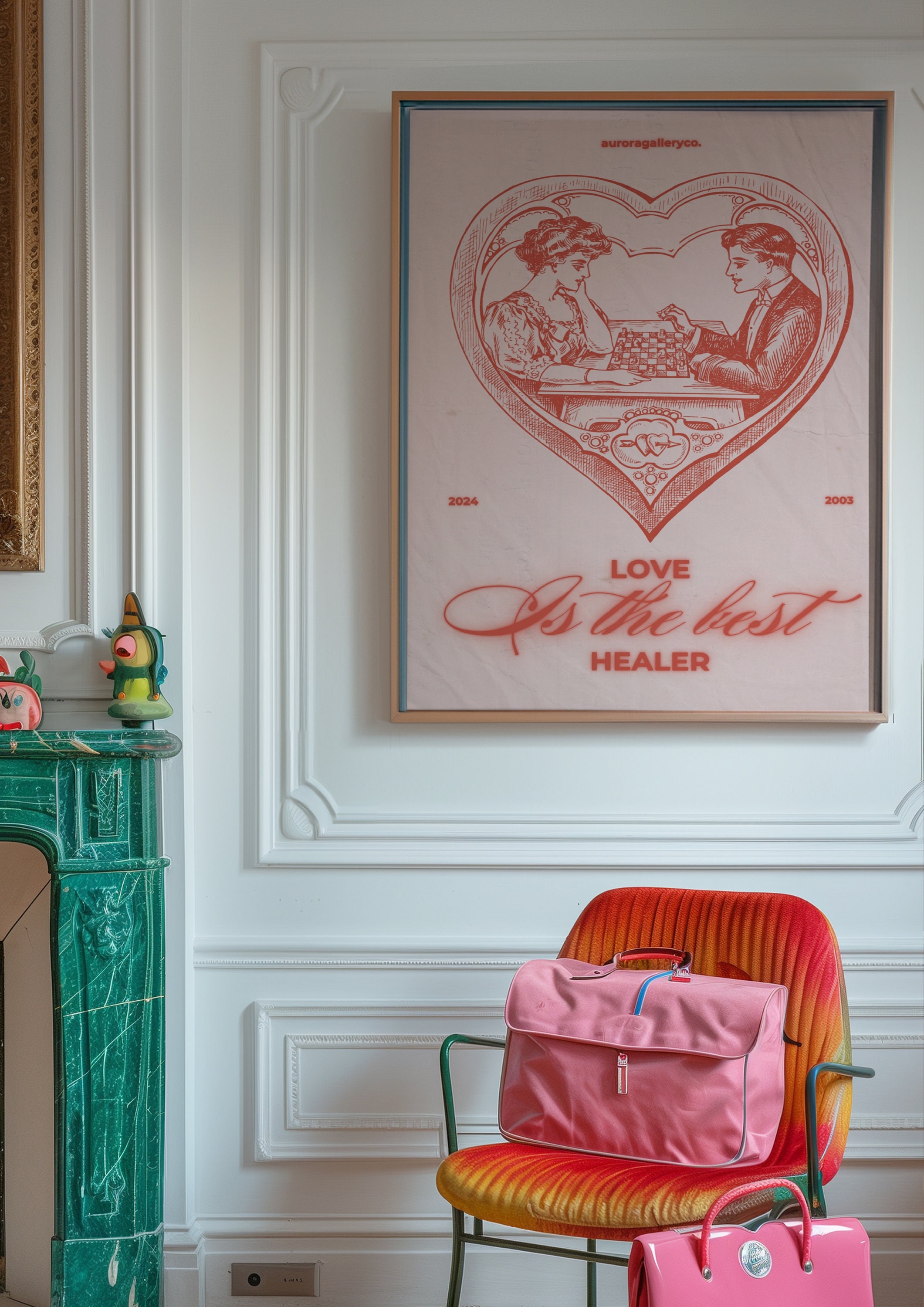 Romantic Love Healer Poster Retro Heart Design Valentine's Day Gift ...