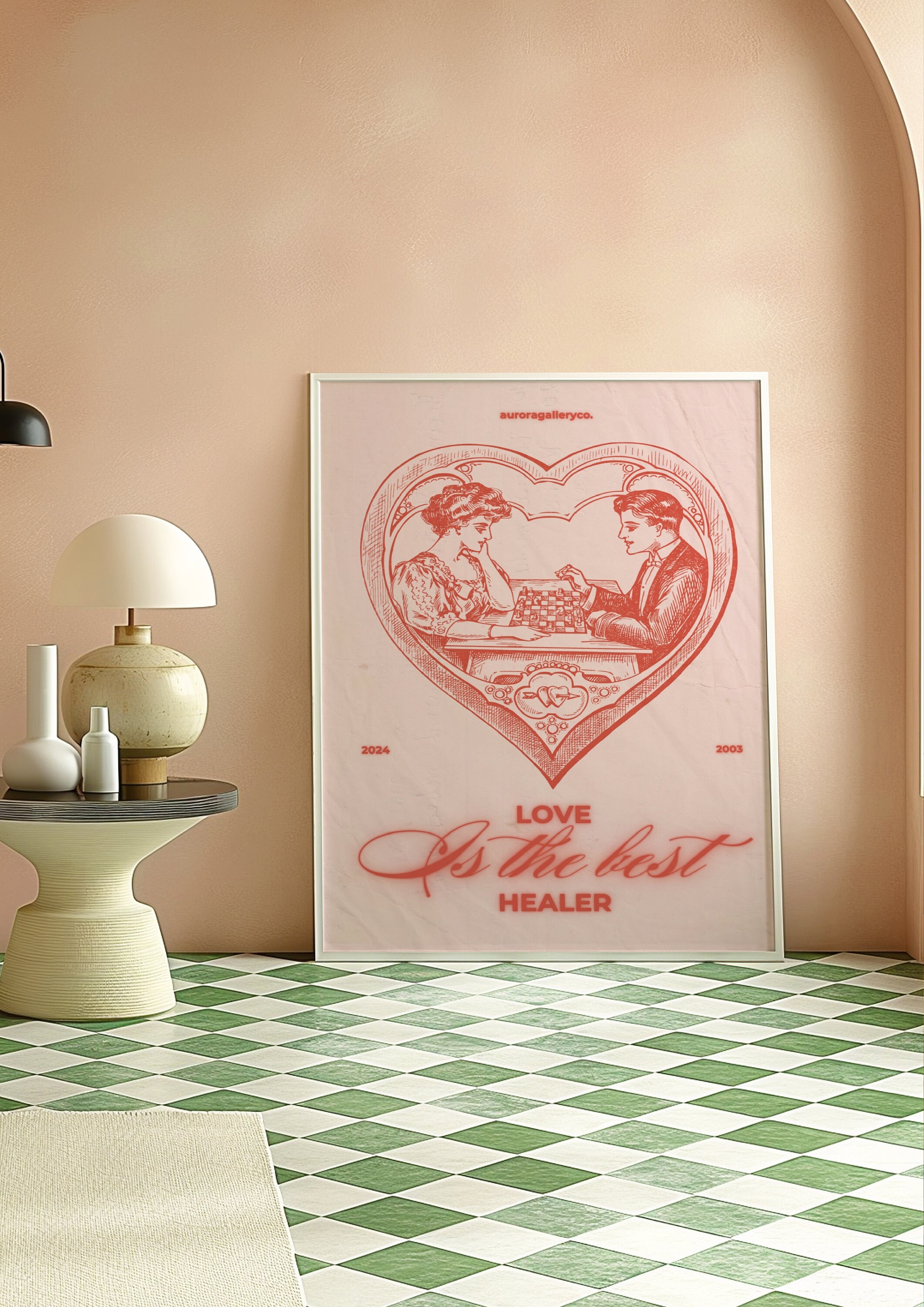 Romantic Love Healer Poster Retro Heart Design Valentine's Day Gift ...