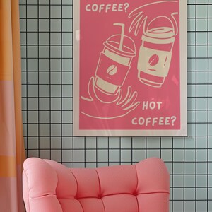 Ice Coffee or Hot Coffee Print - Preppy Coffee Bar Decor - Retro Coffee ...