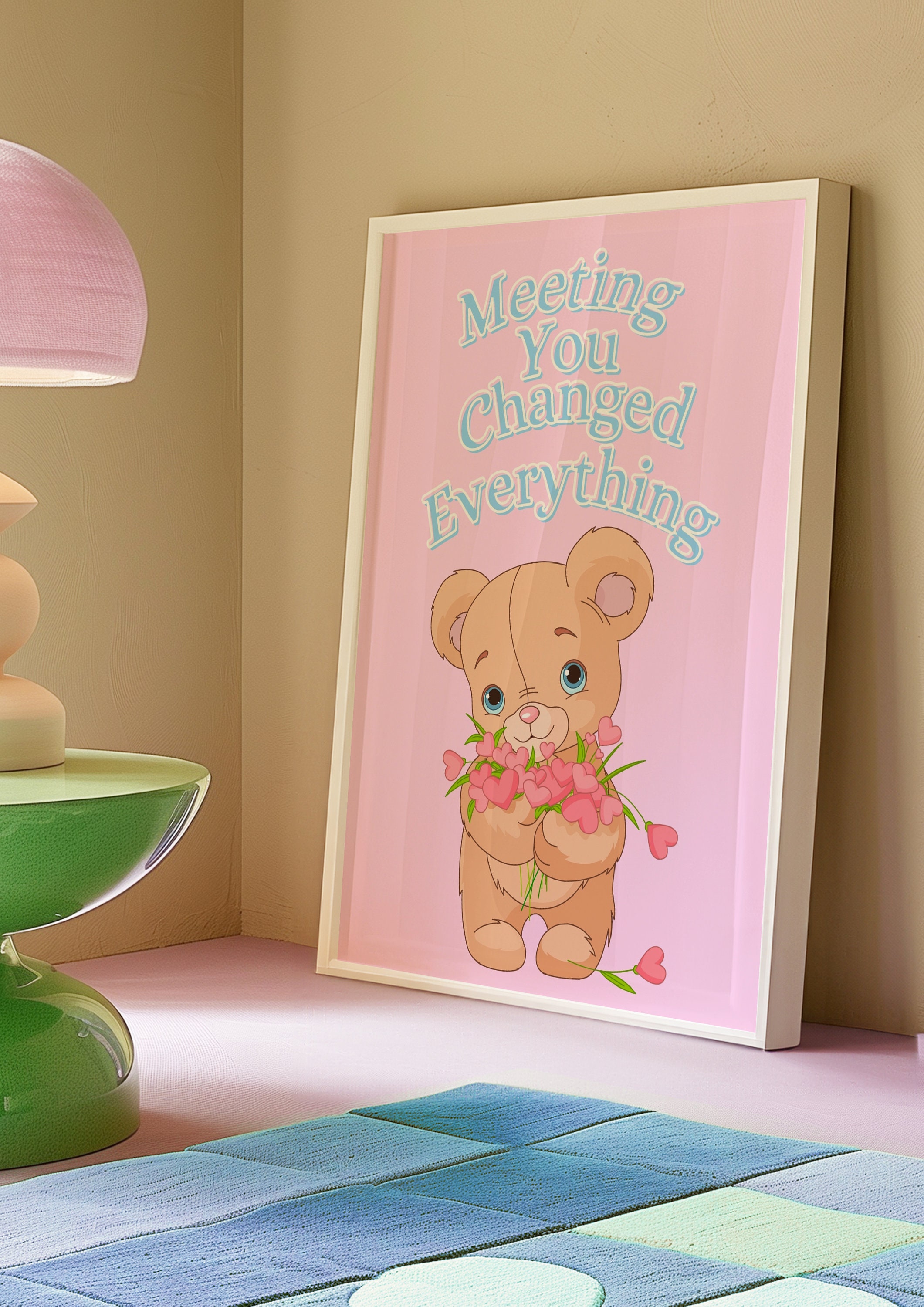 Meeting You Changed Everything Poster - Cute Bear Art Print - Vintage ...