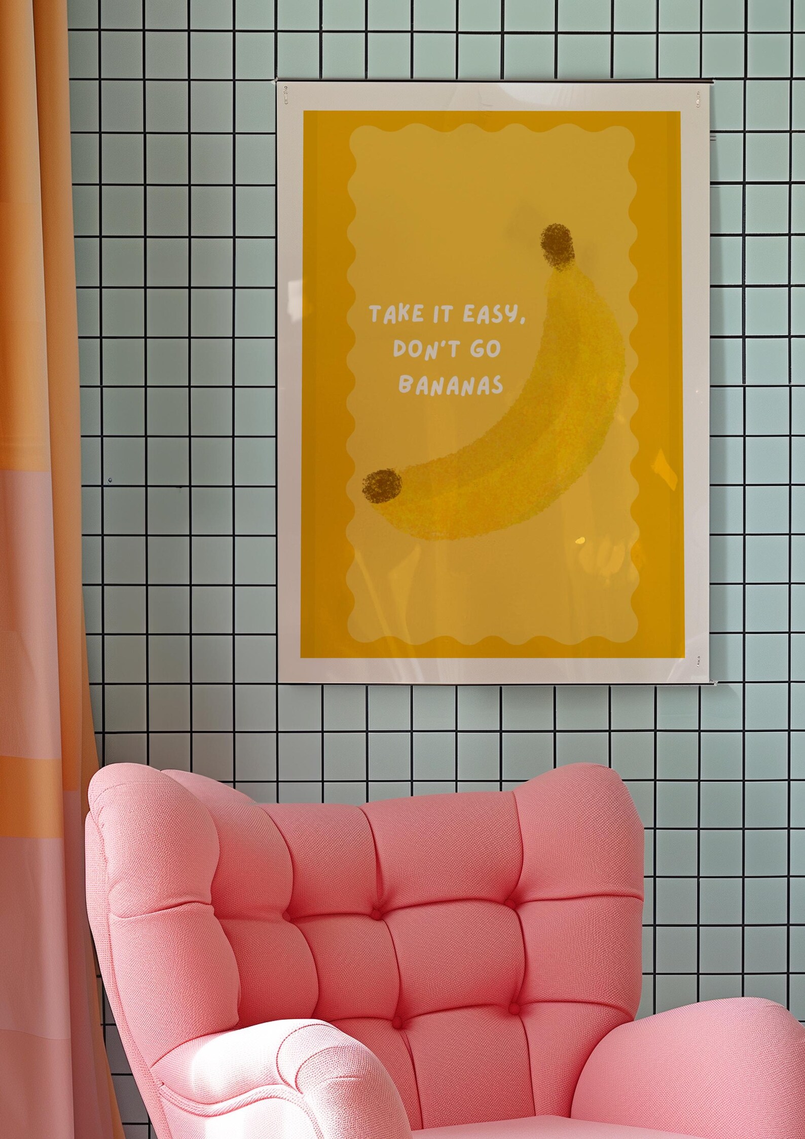 Take It Easy, Don't Go Bananas Print - Preppy Banana Poster ...