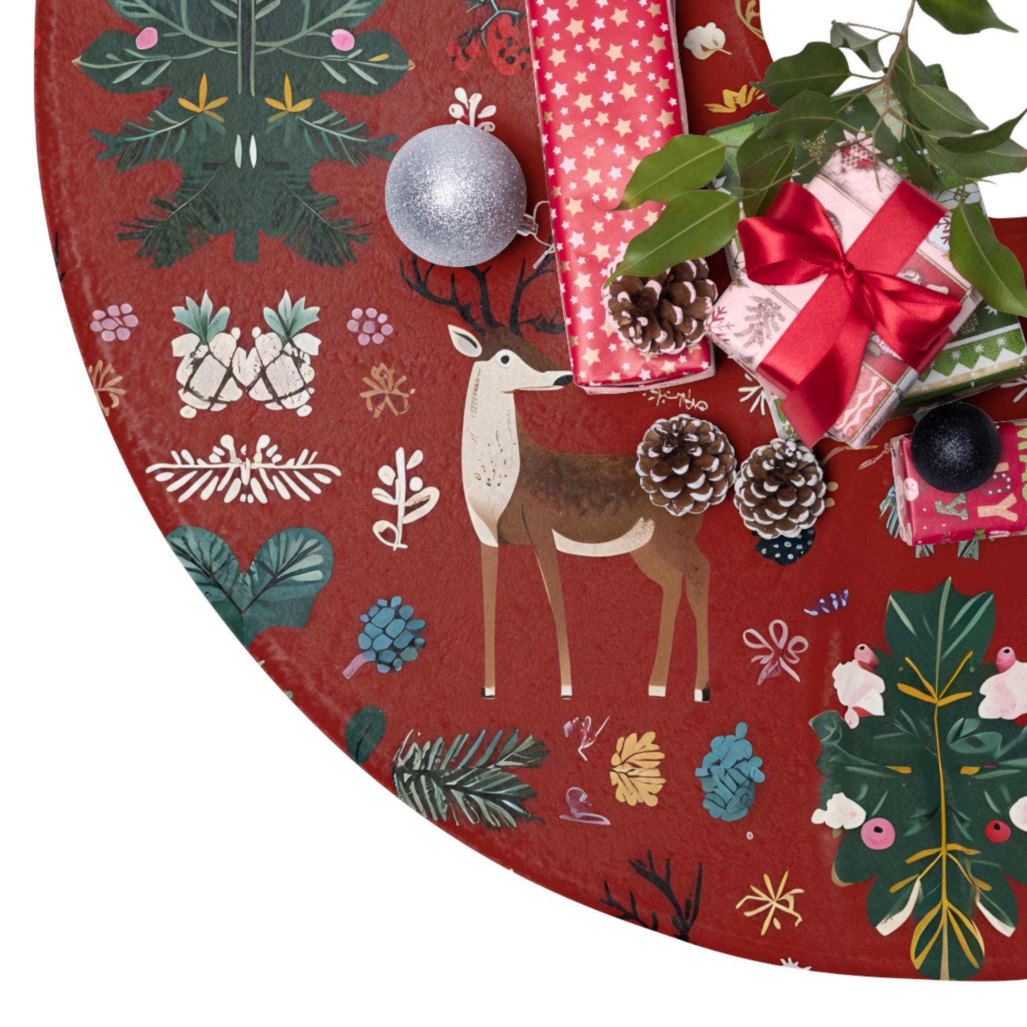 Vintage Christmas Tree Skirts-rustic Christmas Tree Skirt With Reindeer ...
