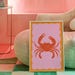 Preppy Red Crab Print Maximalist Retro Crab Poster Orange Crab Art Fun ...
