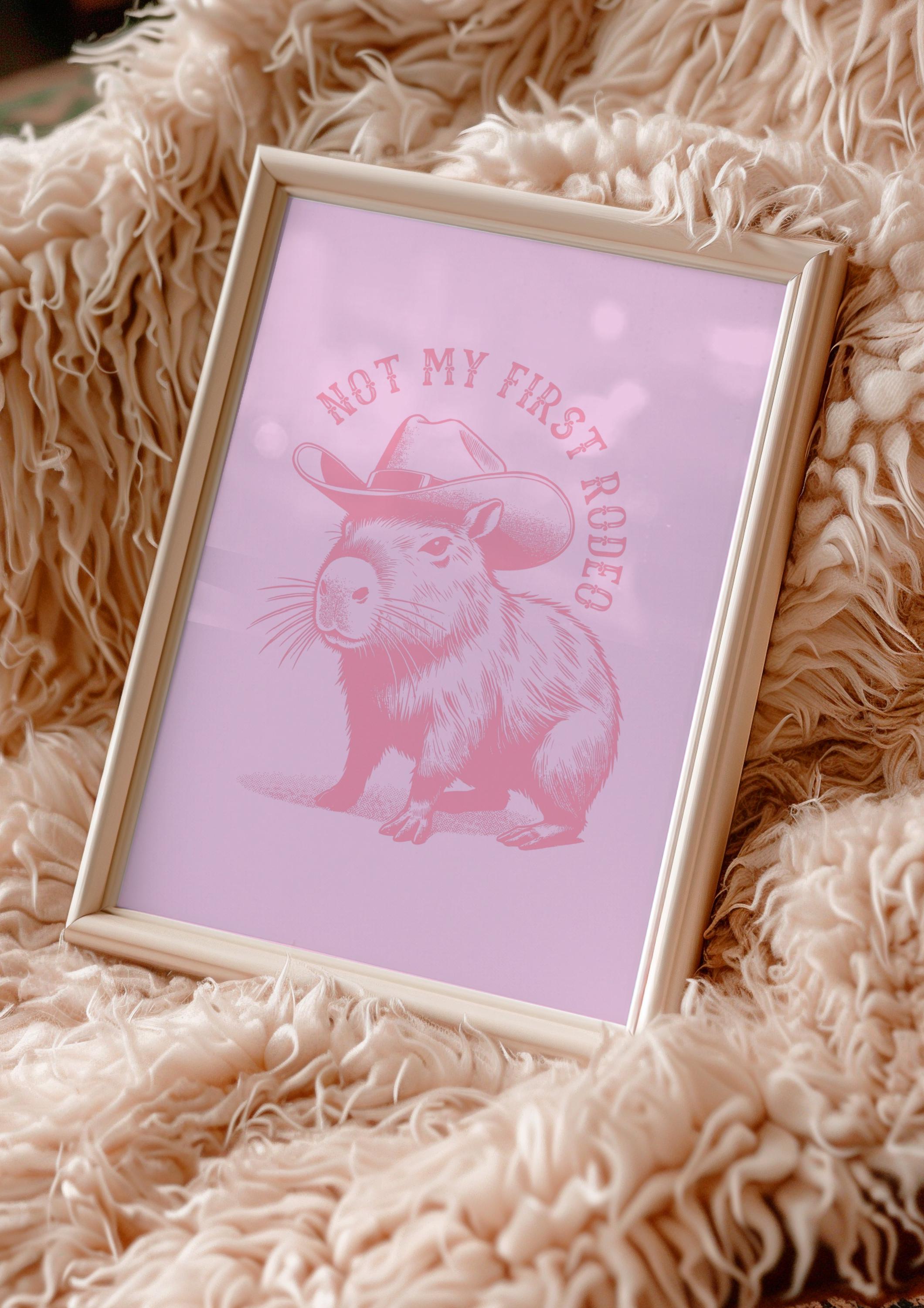Cowboy Capybara Art Print - Pink Western Wall Art - Cute Capybara ...