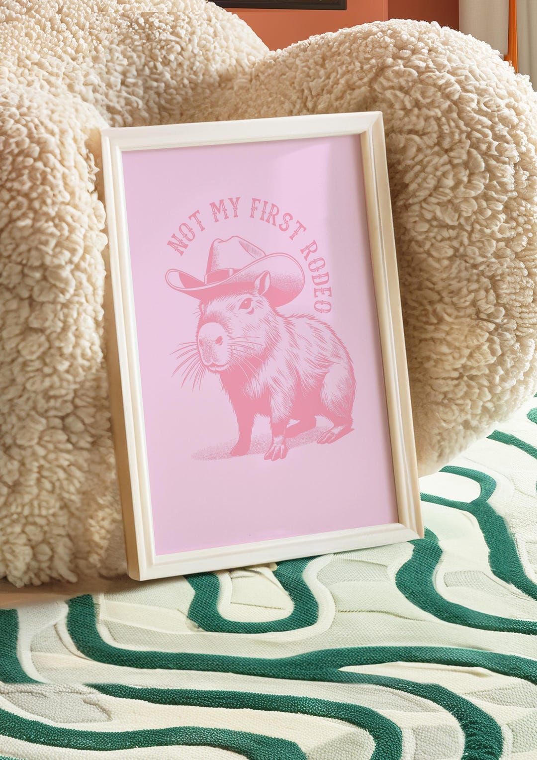 Cowboy Capybara Art Print - Pink Western Wall Art - Cute Capybara ...