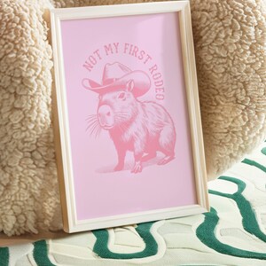 Cowboy Capybara Art Print - Pink Western Wall Art - Cute Capybara ...
