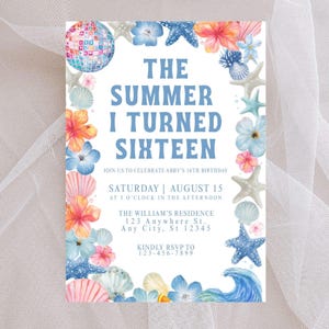The Summer I Turned Pretty Birthday Invitation, 16th Beach Theme Party ...