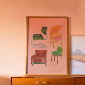 Take a Seat Print - Abstract Chair Wall Art Print - Painterly Bar Stool ...