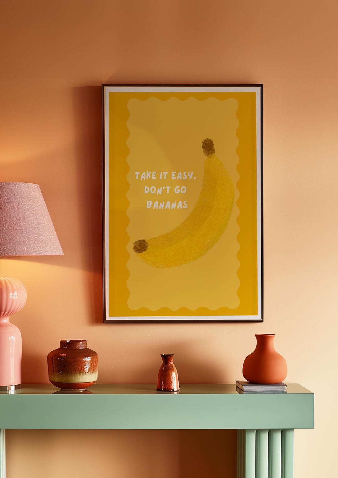 Take It Easy, Don't Go Bananas Print - Preppy Banana Poster ...